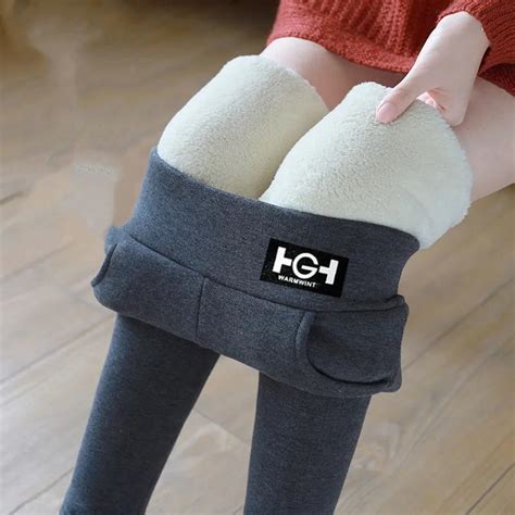 Winter Cashmere Thickened Outwear Lamb Fleece Leggings Female