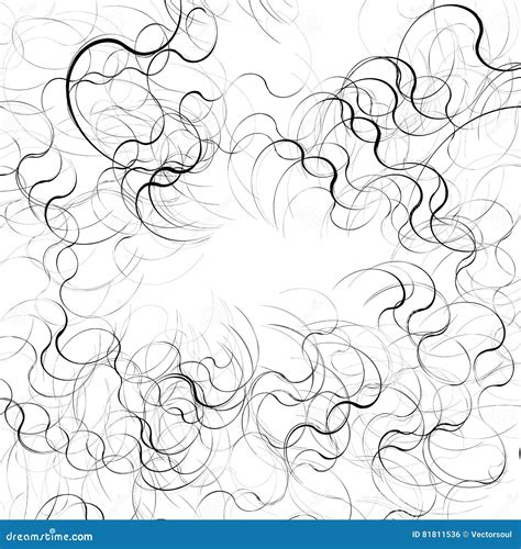 Linhas Aleatórias Encaracolado Curvadas Textura Monocromática Abstrata Teste Padrão Ilustração