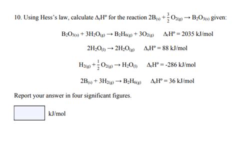 Solved 10 Using Hesss Law Calculate Ahº For The Reaction