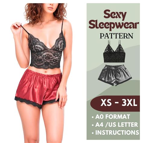 Sexy Set Lingerie Sewing Pattern Lace Top Pattern Short Sewing Pattern Nightwear Pattern Sizes