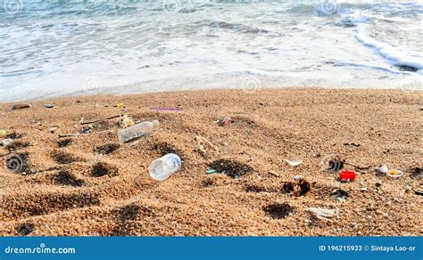 Marine Debris On Beaches And Conservation Marine Environment Stock