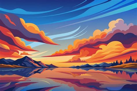 Premium Vector Whispy Clouds Reflecting The Colors Of A Sunset