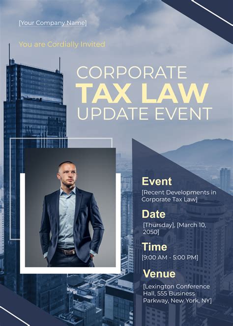 free corporate tax law update event invitation card template to edit online