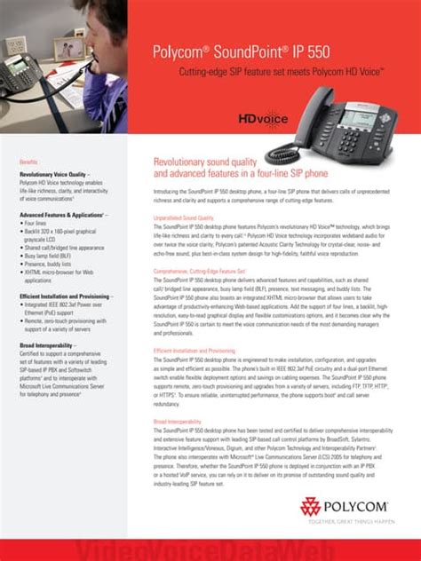 Polycom Soundpoint Ip550 Data Sheet Pdf