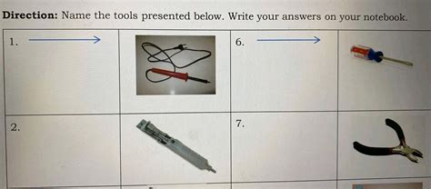 Direction Name The Tools Presented Below StudyX