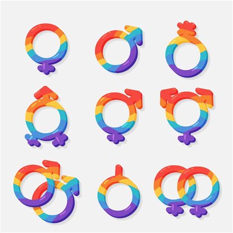 Colección Plana De Símbolos Lgbt Del Mes Del Orgullo Vector Gratis