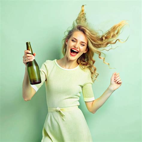 Premium Photo A Woman With Blonde Hair And A Bottle Of Wine
