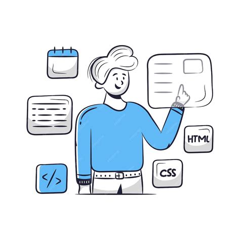 Premium Vector Someone As A Developer Is Creating A Website Using Html Css And Javascript