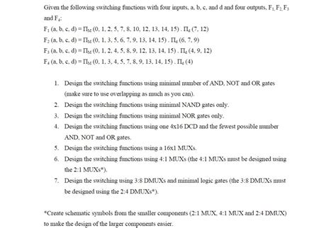 Solved Given The Following Switching Functions With Four