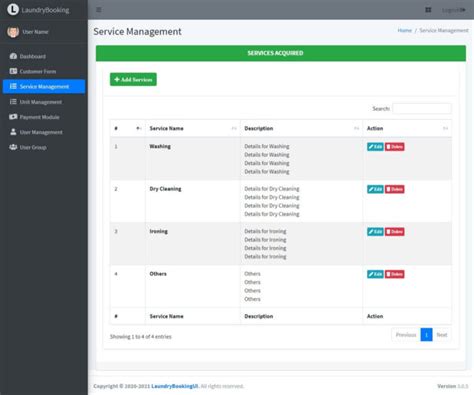 Laundry Shop Management System Free Download Bootstrap Template