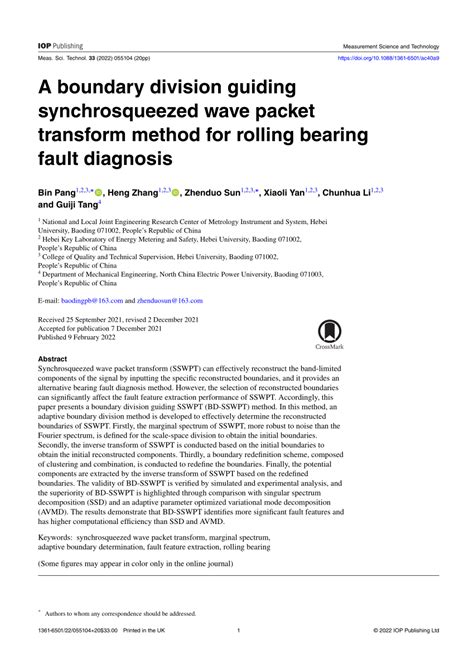 A Boundary Division Guiding Synchrosqueezed Wave Packet Transform Method For Rolling Bearing