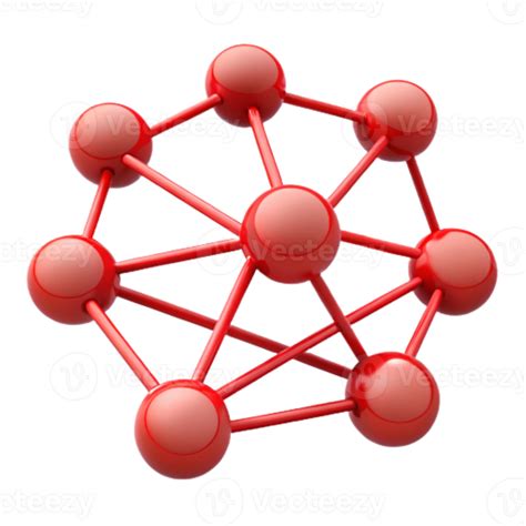 Serene Creative Connected Network Nodes Red Lines Isolated Original