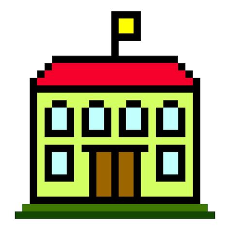 픽셀 아트 스타일 의 학교 건물 프리미엄 벡터
