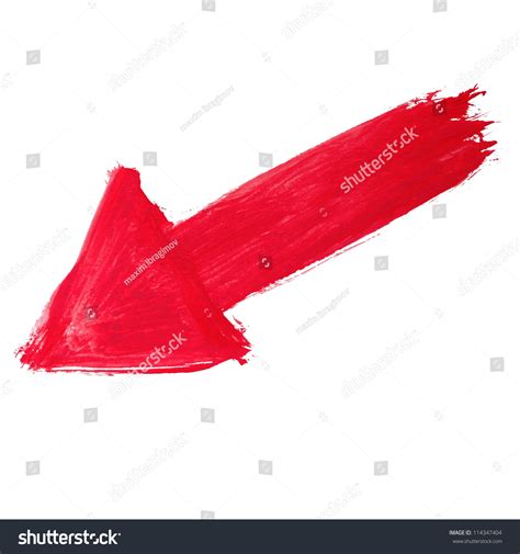 Paint Brush Red Arrow Pointer Watercolor Texture Stroke Color Isolated