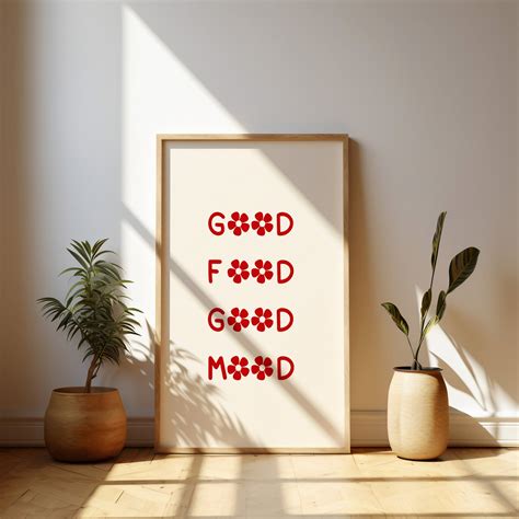 Aesthetic Kitchen Decor Cute Red Kitchen Wall Art Print Minimalist