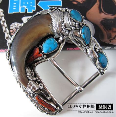 圣银坊超霸气银饰 925纯银 男士皮带扣 泰国进口纯手工扣子 lcf1234hsh