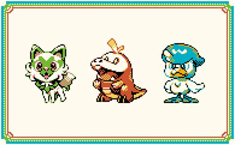 Zaebucca Fuecoco Quaxly Sprigatito Nintendo Pokemon Bird Cat Closed Mouth Duck Full