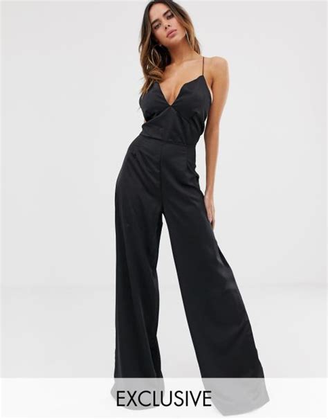 Boohoo Combinaison Caraco En Satin Noir Asos