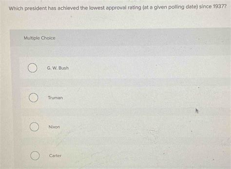 Solved Which President Has Achieved The Lowest Approval Rating At A