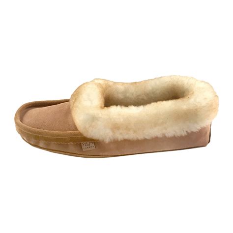 Mens Natural Genuine Sheepskin Lined Indoor Slippers Leather Moccasins