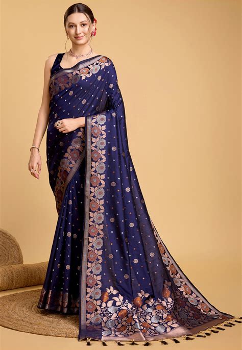 Buy Woven Art Silk Saree In Blue Online Spf10870 Utsav Fashion