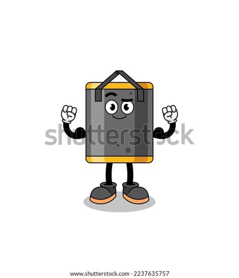 Mascot Cartoon Punching Bag Posing Muscle Stock Vector Royalty Free