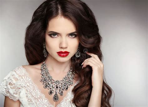 Hairstyle Curly Hair Fashion Brunette Girl With Long Curly Hair