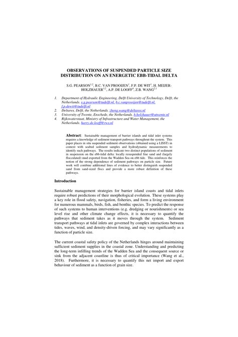 Pdf Observations Of Suspended Particle Size Distribution On An