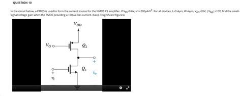 Solved QUESTION In The Circuit Below A PMOS Is Used To Chegg Com