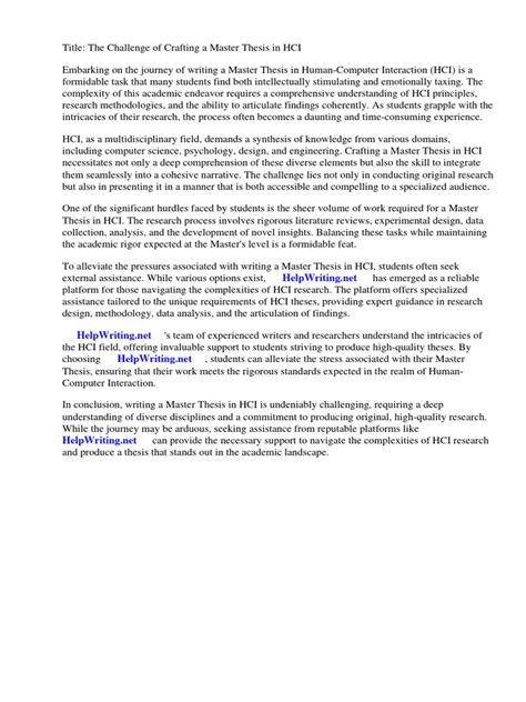 Master Thesis Hci Pdf Human Computer Interaction Thesis