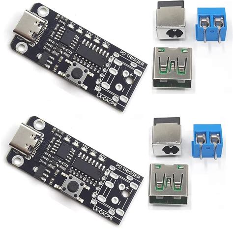 Amazon Com 2PCS USB C PD QC DC5V 9V 12V 15V 20V Adjustable Voltage Power Trigger Module 5A Type