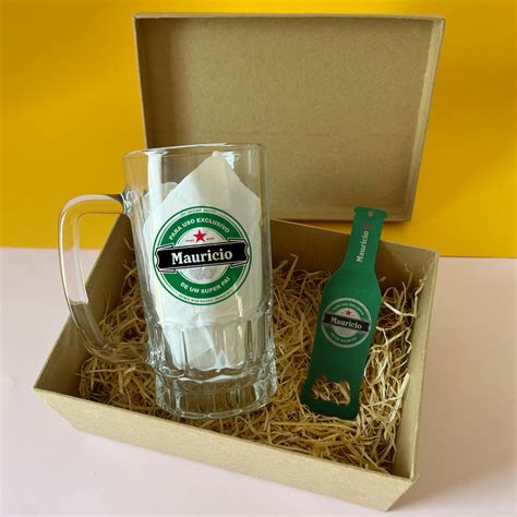 Conjunto Caneca E Abre Caricas Heineken Bell Arti Design