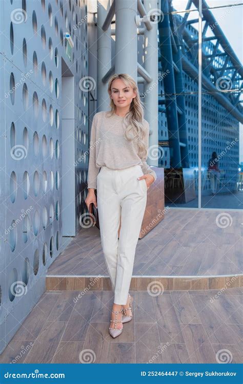 Cute Blonde Dressed In A Jacket And Jeans Stock Image Image Of