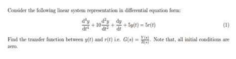 Solved Consider The Following Linear System Representation Chegg