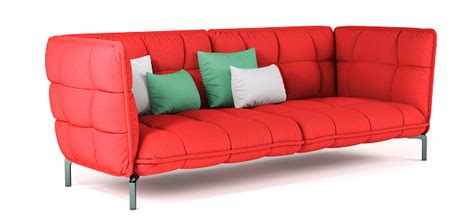 고립 된 흰색 배경에 베개와 금속 다리에 현대적인 빨간 퀼트 직물 소파 가구 내부 객체 밝은 주홍 색 소파 소파에 대한 스톡 사진 및 기타 이미지 Istock