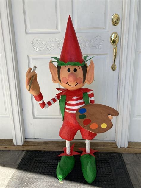 Paper Mache Elf Elf Christmas Decorations Diy Christmas Elves