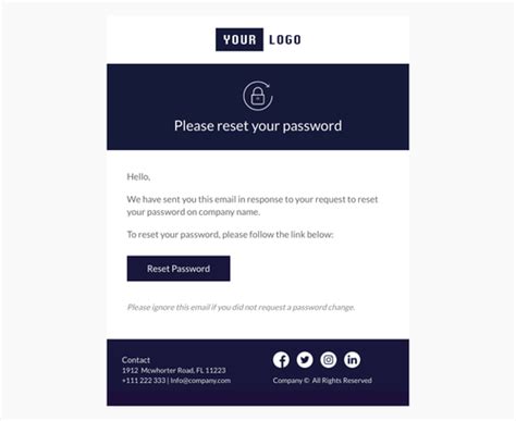 Two Factor Authentication Reset Email Template Unlayer