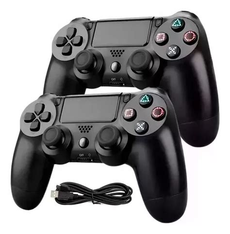Kit 2 Controles Joystick Manete Sem Fio Compatível Ps4 Pc