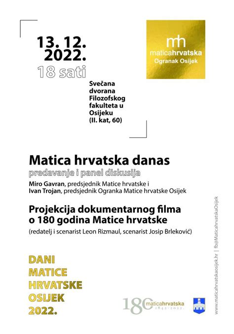 Svečana proslava 180 godina postojanja Matice hrvatske Filozofski