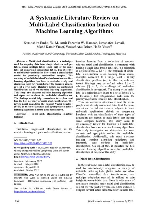 Pdf A Systematic Literature Review On Multi Label Classification