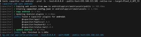 The Ionic Capacitor Run Command Isnt Working With Any Configuration Options Not Even C