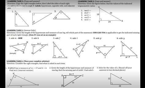 Solved Learning Task 1 Copy And Answer Learning Task 2 Copy And