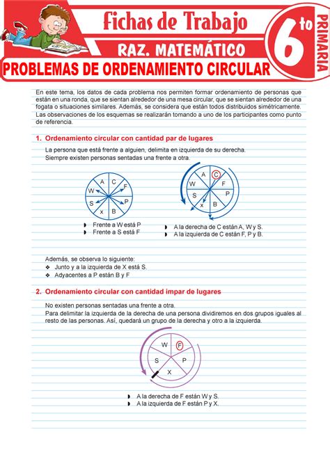 Problemas De Ordenamiento Circular Para Sexto Grado De Primaria En