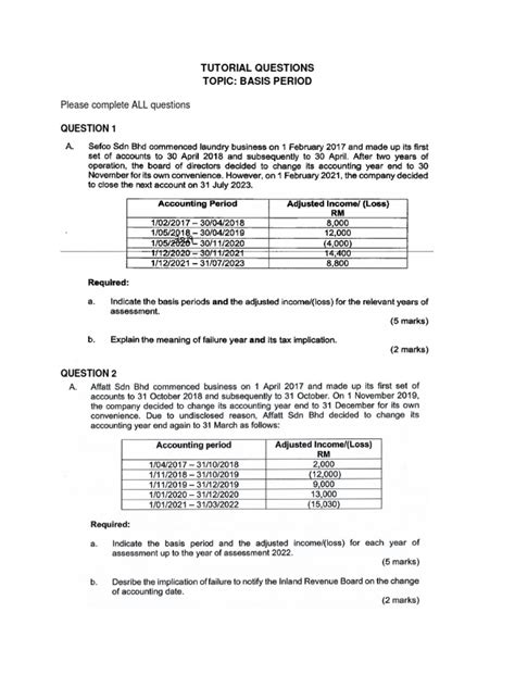 Tutorial Questions Basis Period Pdf Tutorial Questions Basis Period Pdf