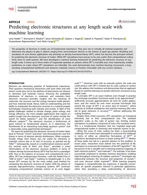 Pdf Predicting Electronic Structures At Any Length Scale With Machine Learning