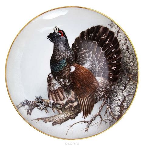 Вильгельм Бюлер Глухарь декоративная тарелка Фарфор деколь золочение Limoges Франция