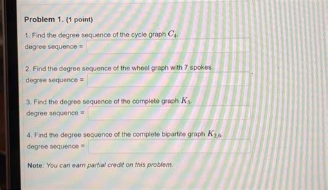 Solved Problem 1 1 Point 1 Find The Degree Sequence Of Chegg Com