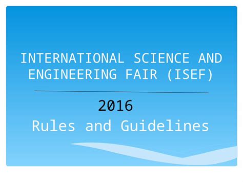 Ppt International Science And Engineering Fair Isef Rules And