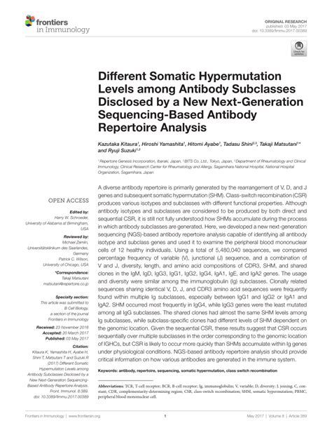 Pdf Different Somatic Hypermutation Levels Among Antibody Subclasses