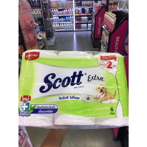 แพ็ค6 สุดคุ้ม Scott Extra Roll Tissue ปริมานสุทธิ 6 ม้วน สก๊อตต์ เอ็กตร้า กระดาษชำระ หนา 2